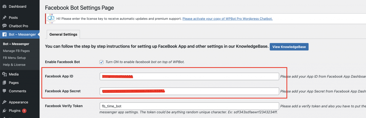Facebook App Setup for Messenger Chatbot Addon - WPBot.Pro