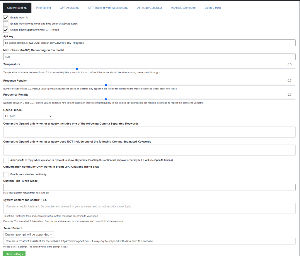 OpenAI for ChatBot - WPBot.Pro
